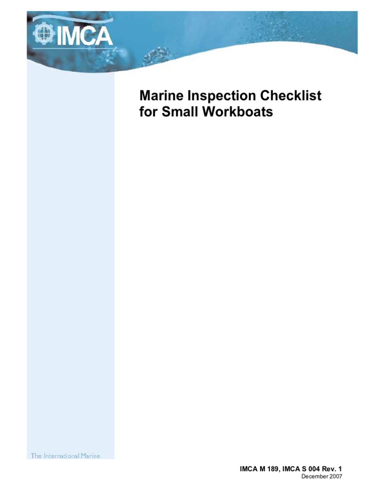 IMCA - M 189 - Small-Boats-Blank-writable PDF | PDF | Water Transport