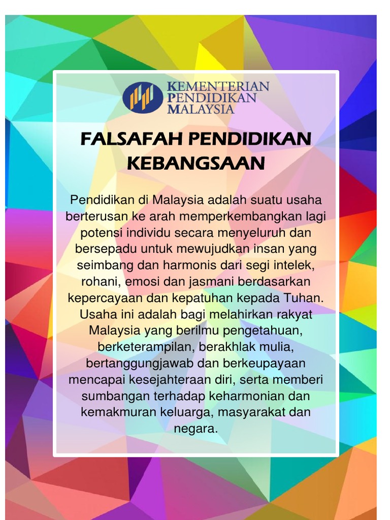 Falsafah Pendidikan Kebangsaan | PDF