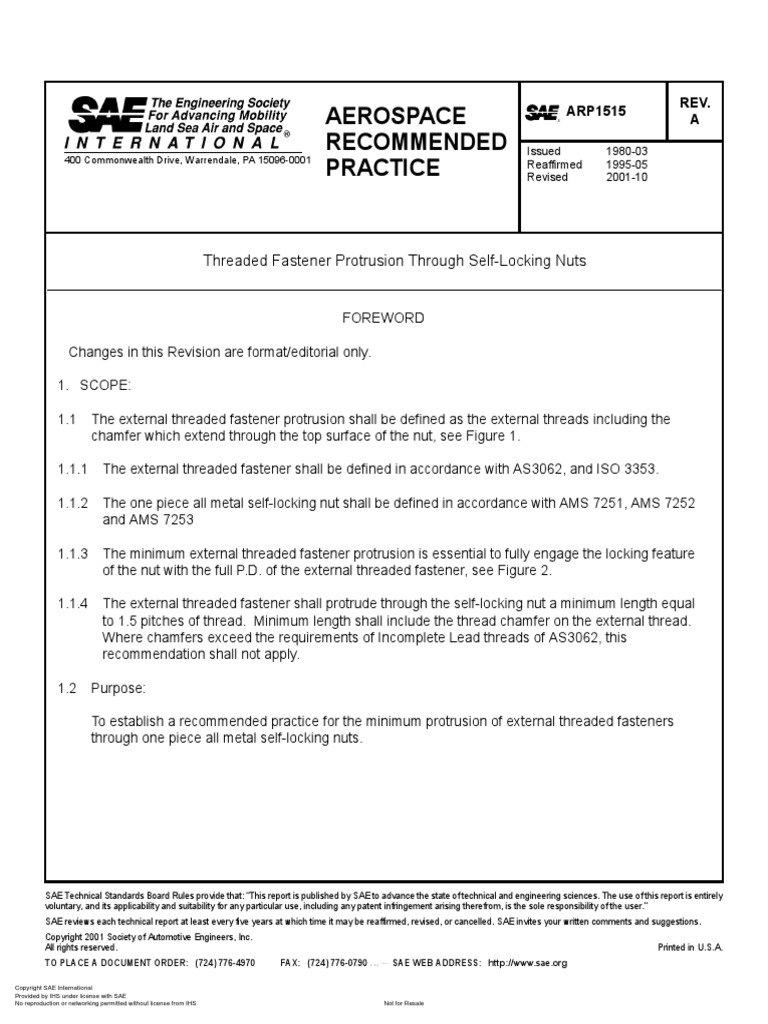 Arp1515 Thread Protrusion | Nut (Hardware) | Copyright