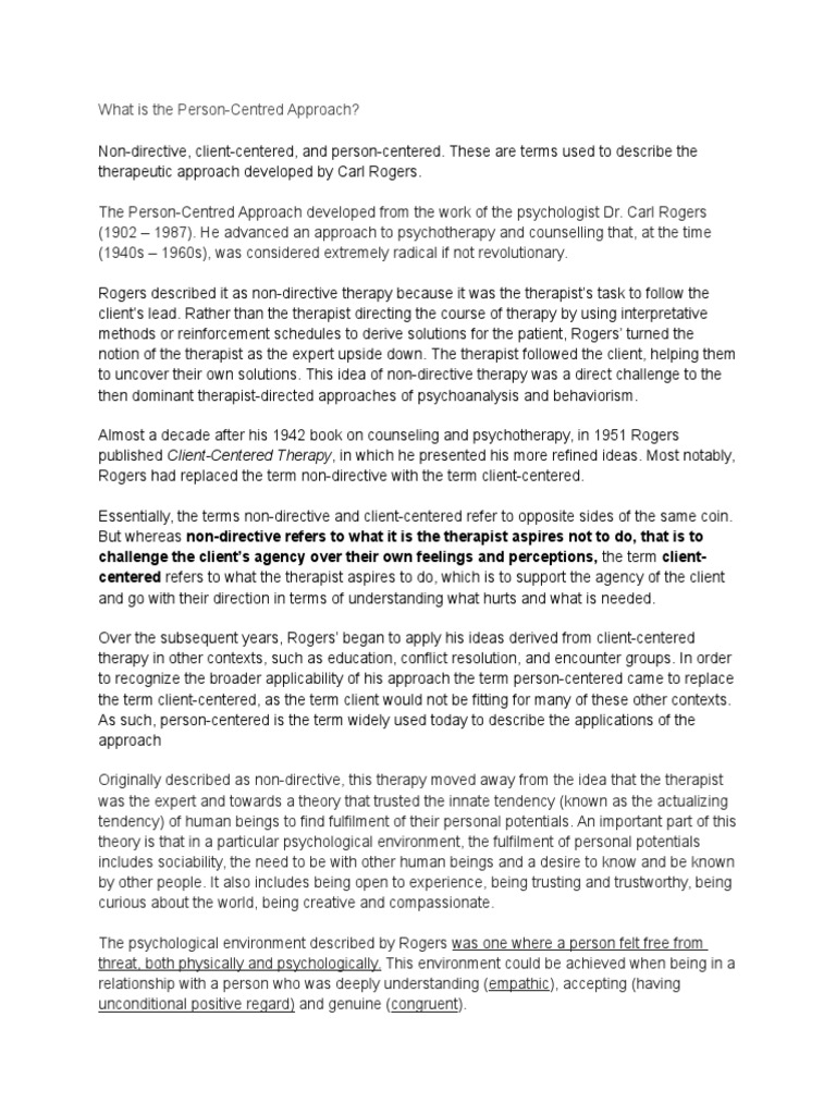 What Is The Person-Centred Approach? | PDF | Psychotherapy | Therapy