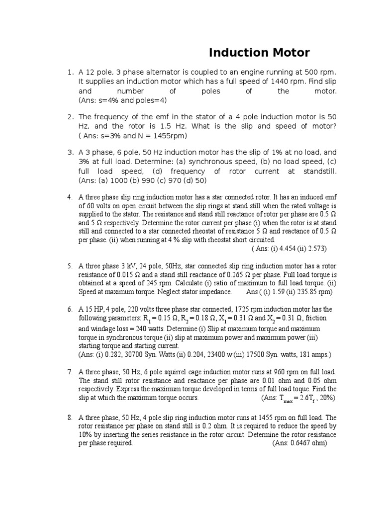 Induction Motor | PDF | Components | Force