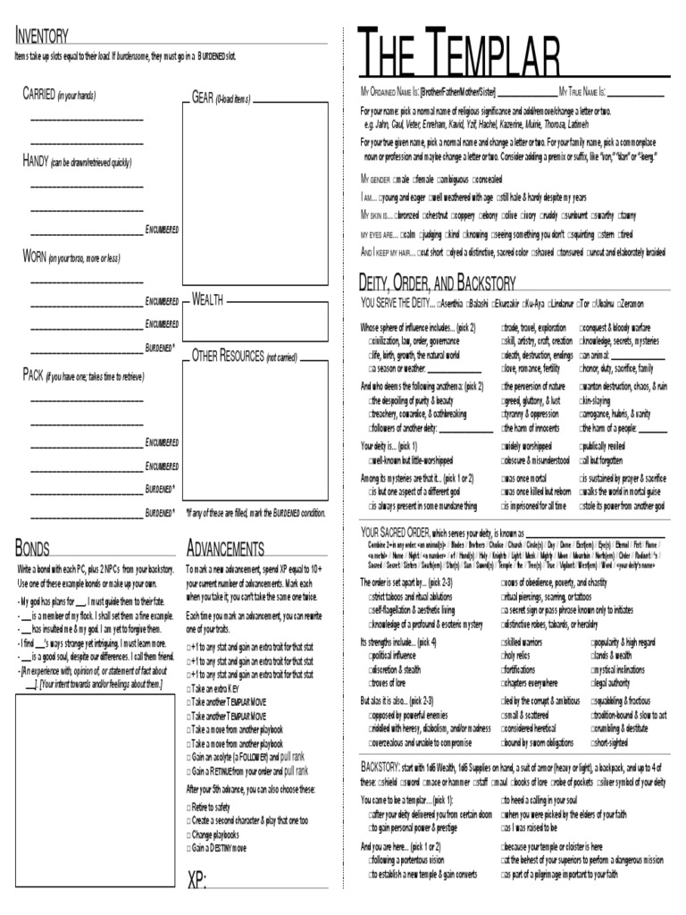 Templar Inventory and Character Guide | PDF | Sacred | Religious ...