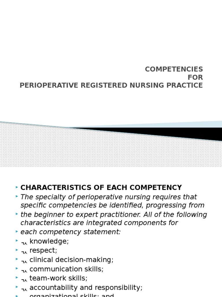 Competencies FOR Perioperative Registered Nursing Practice | PDF