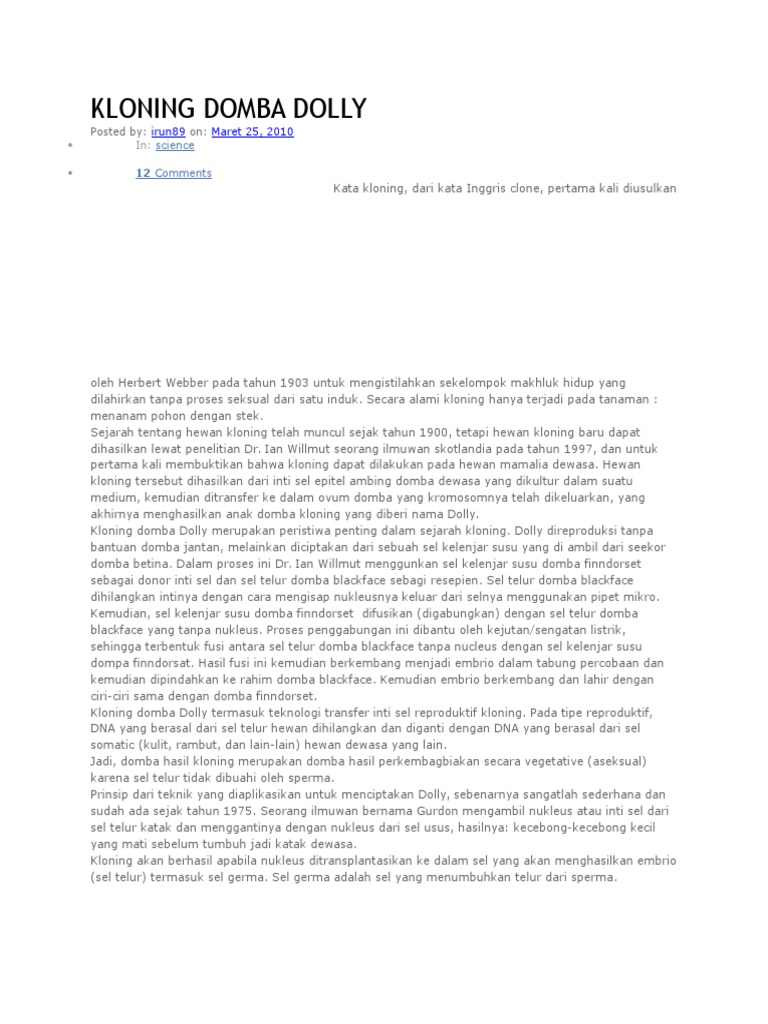 Kloning Domba Dolly | PDF