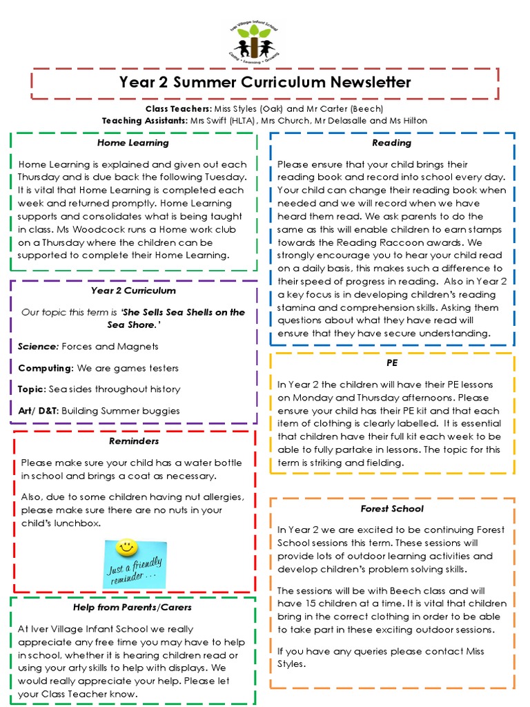 Curriculum Newsletter (Year 2 Summer 1) | Download Free PDF ...