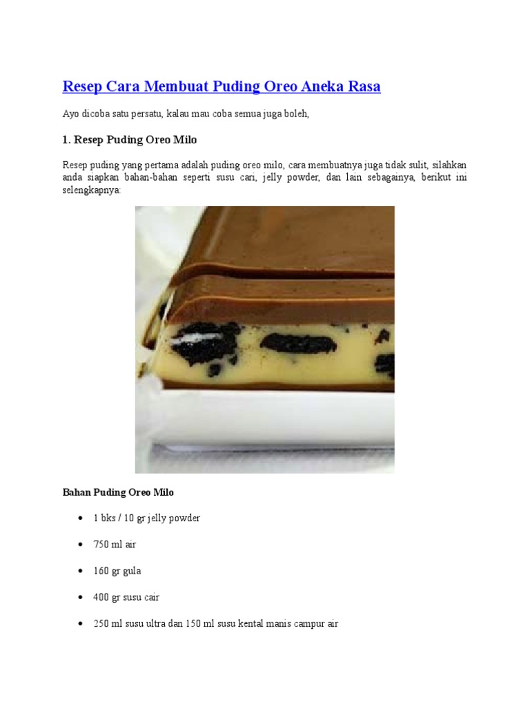 Resep Cara Membuat Puding Oreo Aneka Rasa | PDF