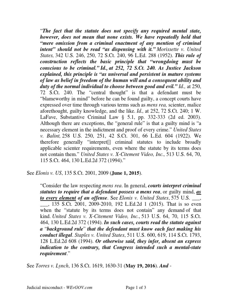 Judicial Misconduct | PDF | Mens Rea | Supreme Court Of The United States