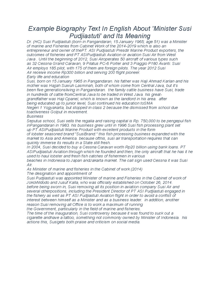 Example Biography Text in English About | PDF | Aviation | Indonesia