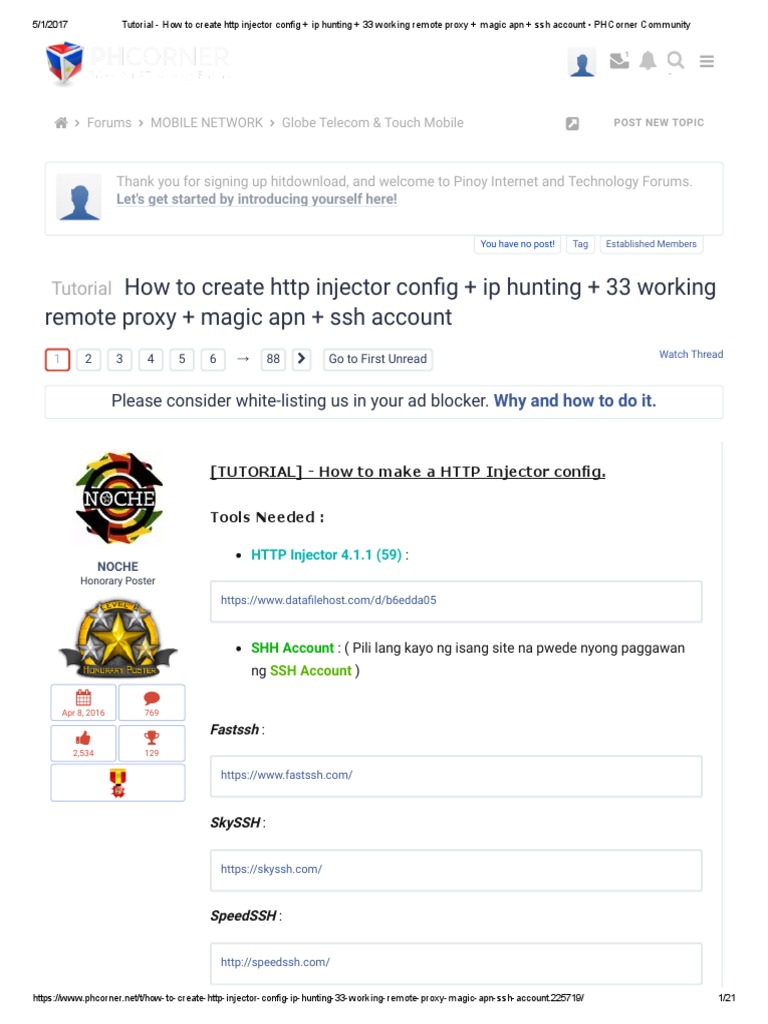 HTTP Injector Tutorial | PDF | Proxy Server | Internet Forum