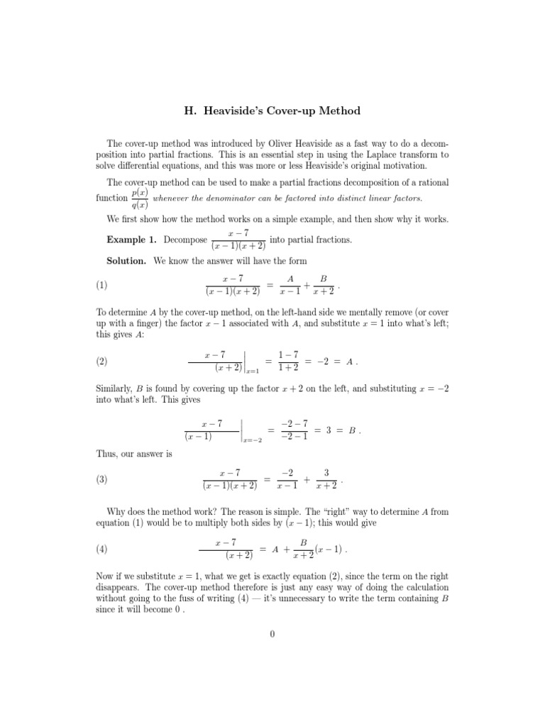 Heaviside Partial Fast PDF | PDF | Fraction (Mathematics) | Equations