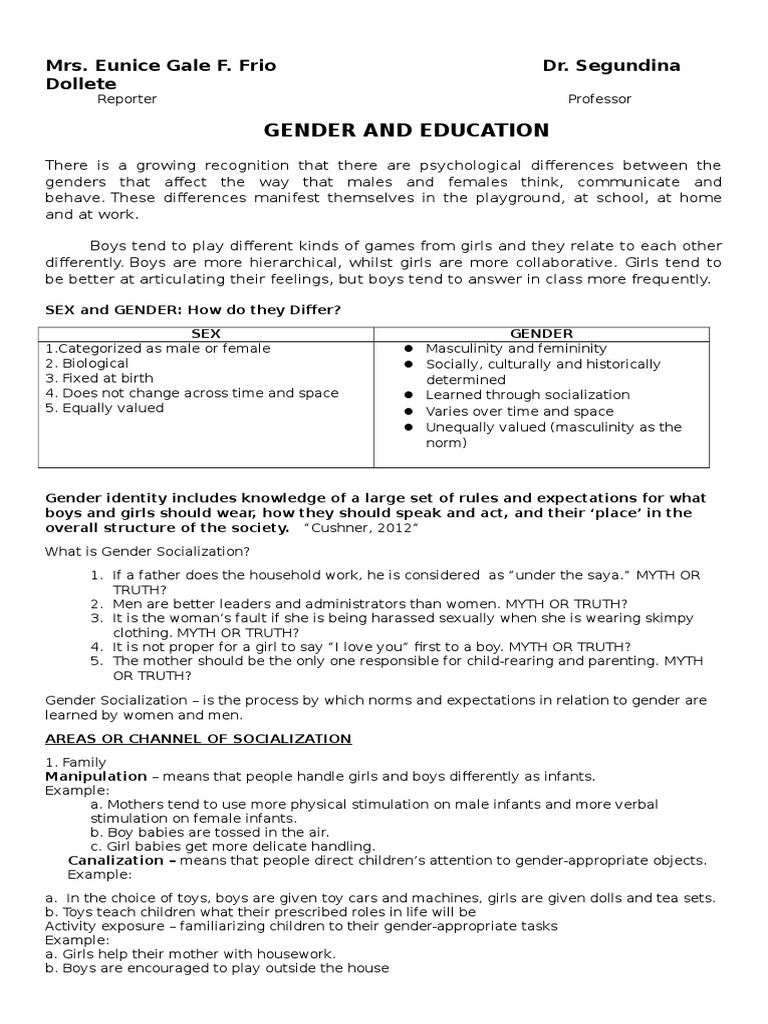 Gender | Gender Role | Socialization