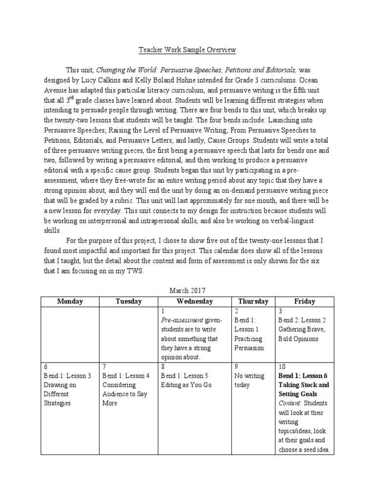 Grade 3 Persuasive Writing Unit Overview | PDF | Educational Assessment ...