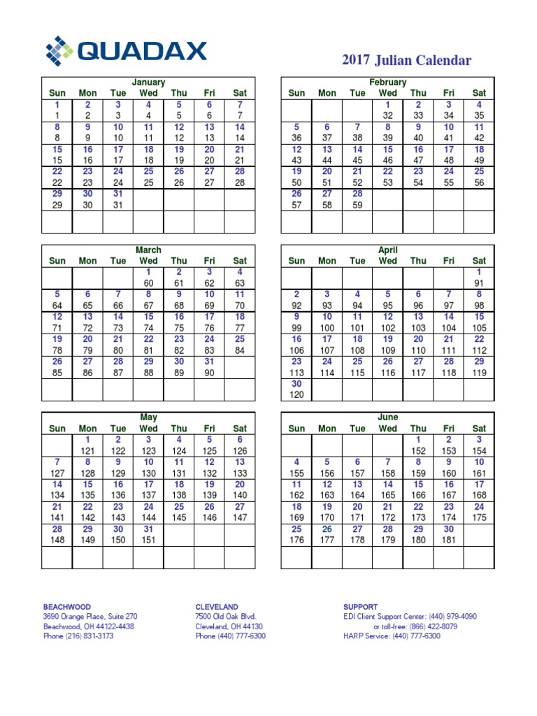 Calendario Juliano 2017 Detallado | PDF