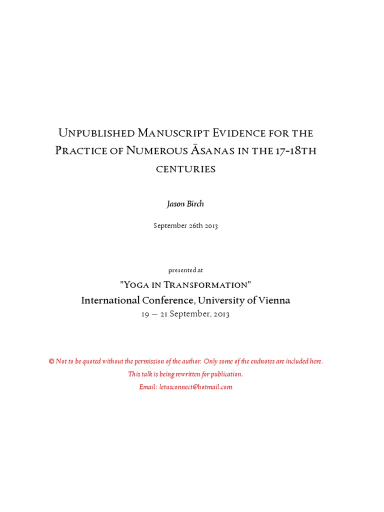 Unpublished Manuscript Evidence For The Asanas | PDF | Book Collecting ...