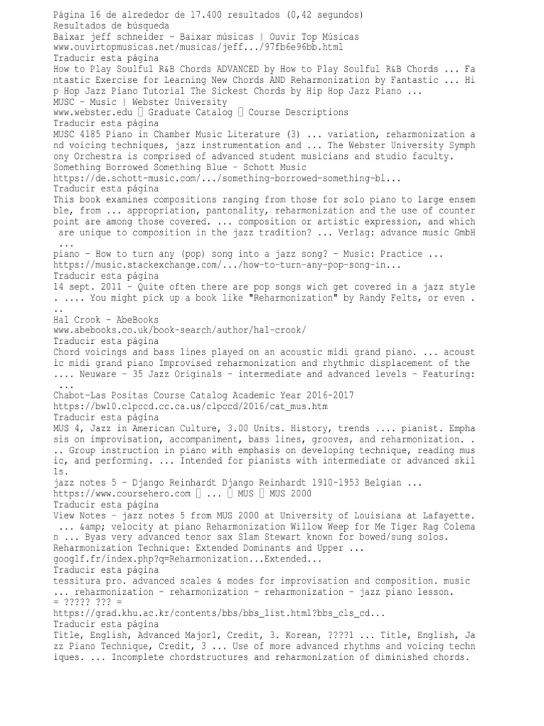 Improvisation and Composition. Music ... Reharmonization ...