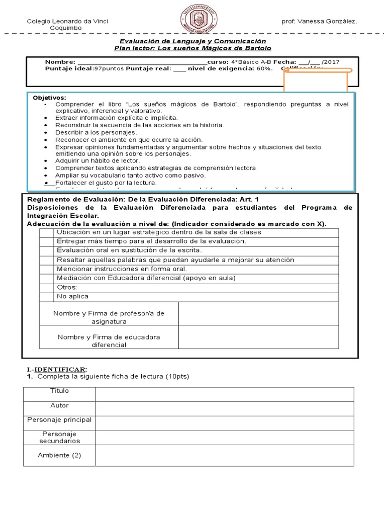 Plan Lector Los Sueños Magicos de Bartolo A | Descargar gratis PDF ...