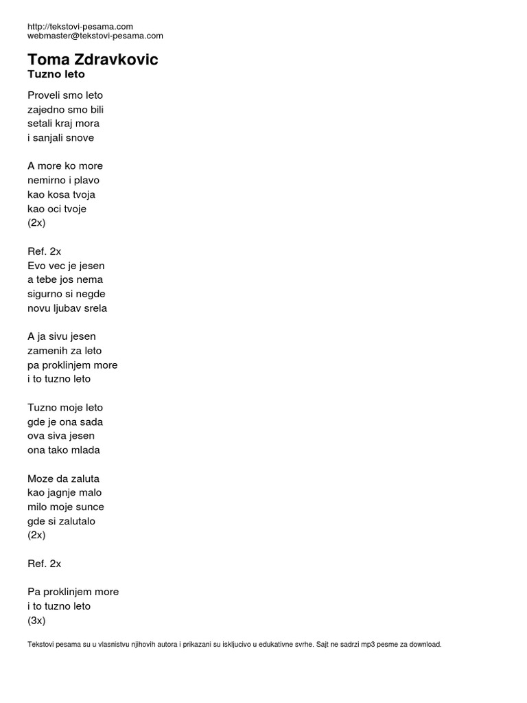 Tuzno Leto-Toma Zdravkovic | PDF