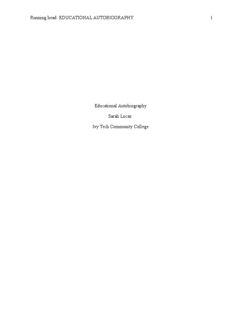 Educational Autobiography Pdf Schools