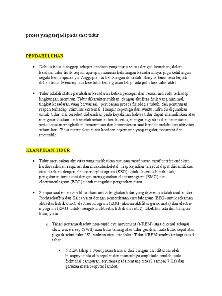 Proses Yang Terjadi Saat Tidur | PDF