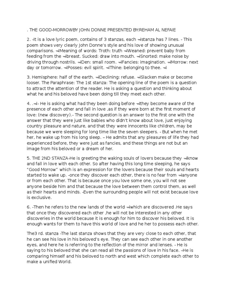 The Good Morrow by John Donne | PDF