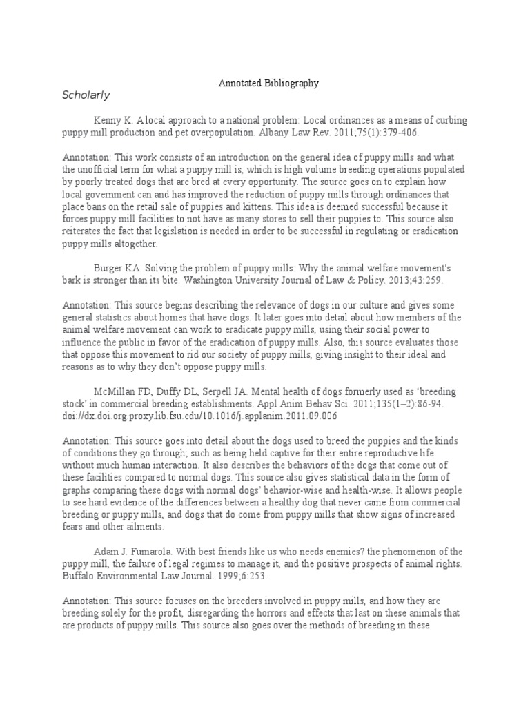 Annotated Bibliography | Dogs | Animal Breeding