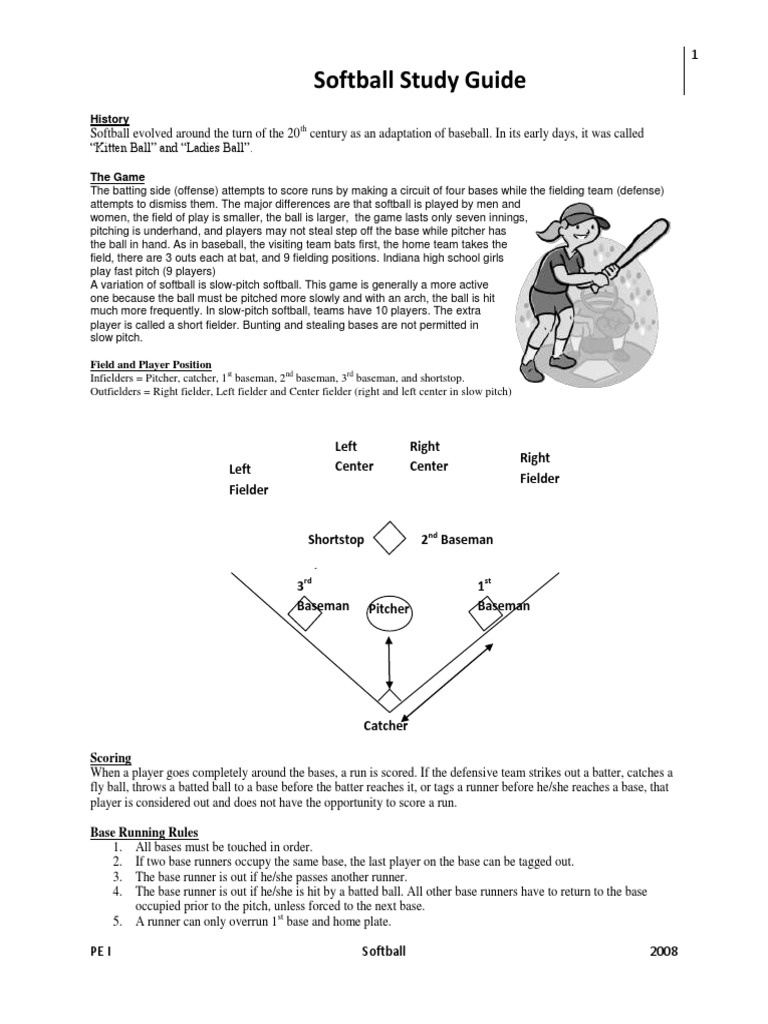 Softball Study Guide | PDF | Softball | Baseball Field