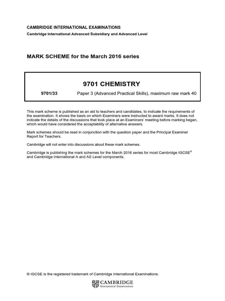 9701 m16 Ms 33 | PDF | Chemical Compounds | Physical Chemistry