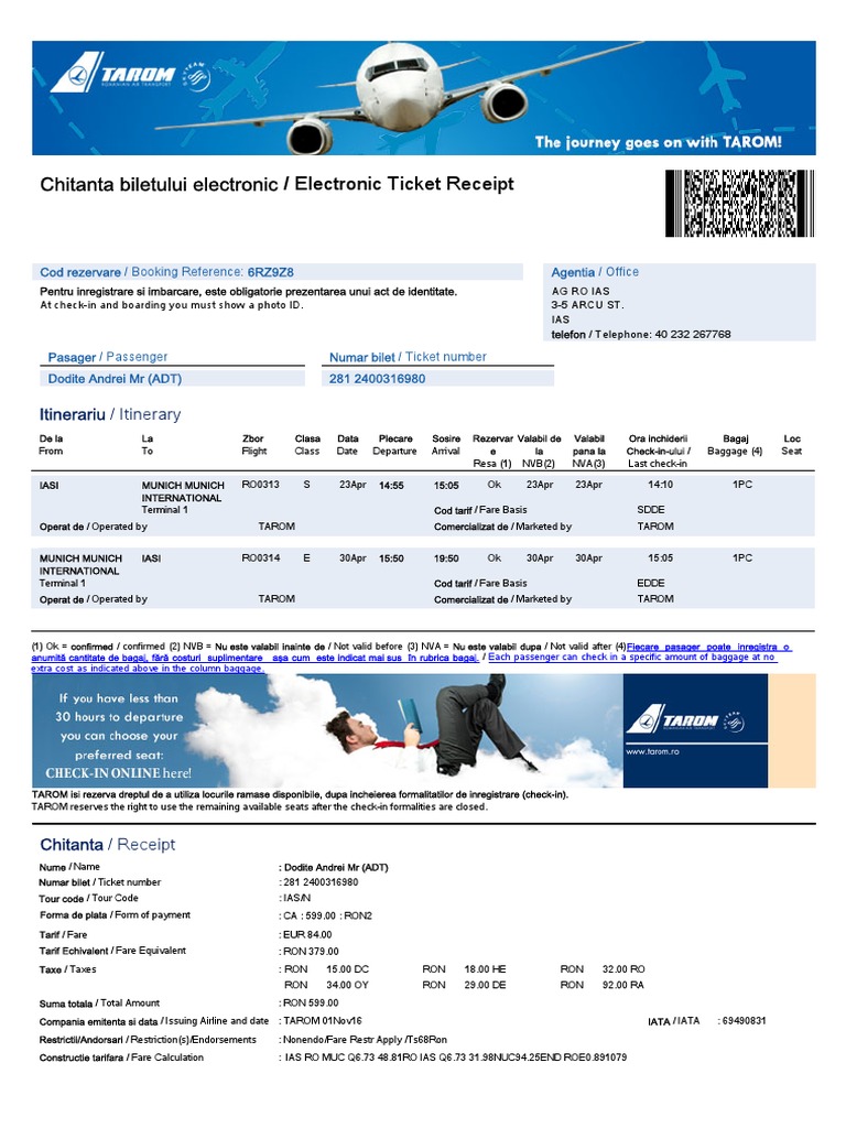 Your Electronic Ticket Receipt | PDF | Airlines | Industries