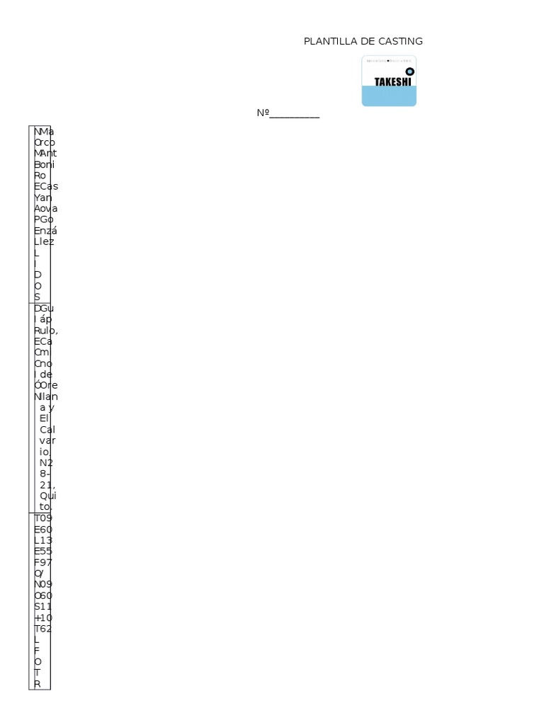 Plantilla Ficha de Casting 3 | PDF
