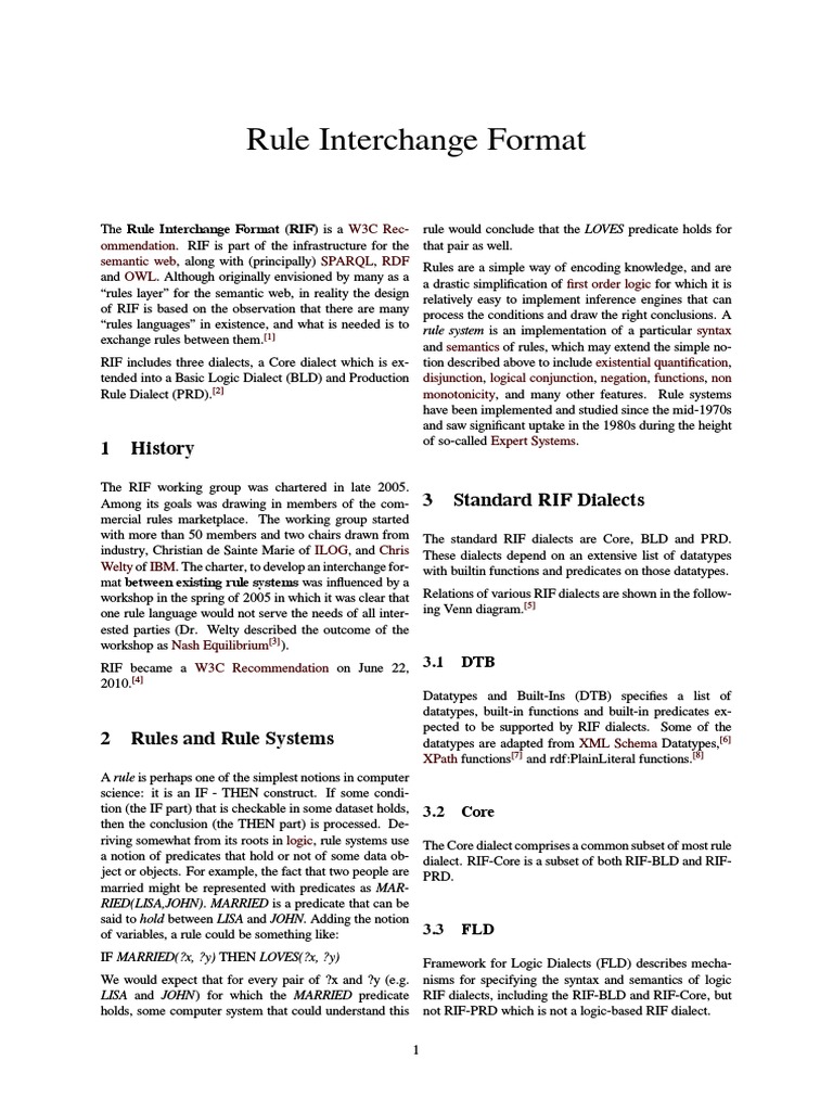Rule Interchange Format | PDF | Formalism (Deductive) | World Wide Web ...