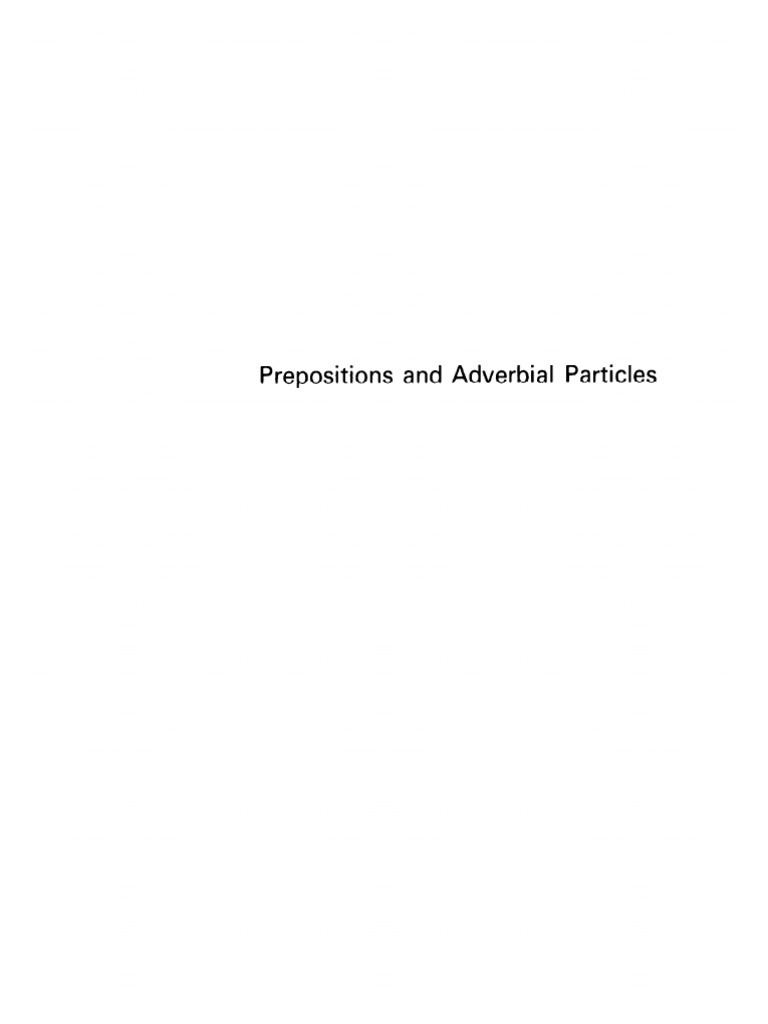 Prepositions and Adverbial Particles PDF | PDF