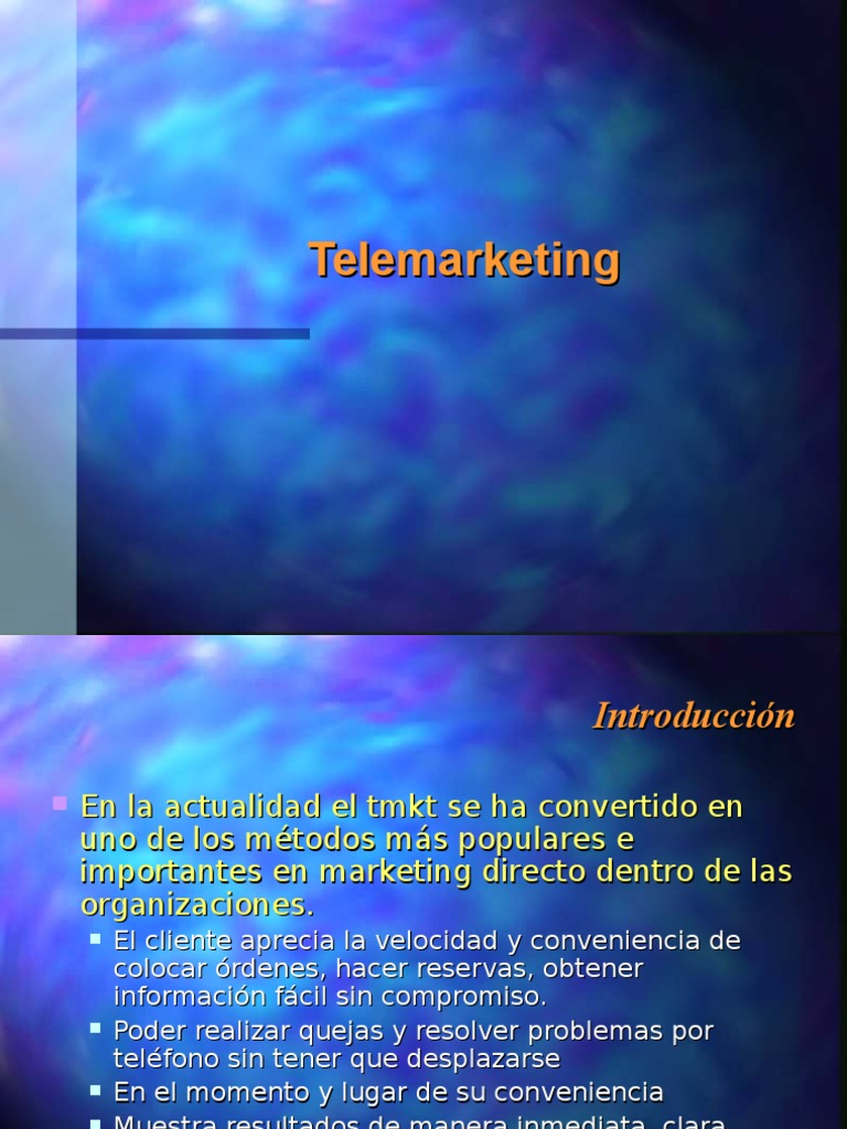 Presentacion Telemarketing | PDF | Centro de llamadas | Respuesta de Voz Interactiva