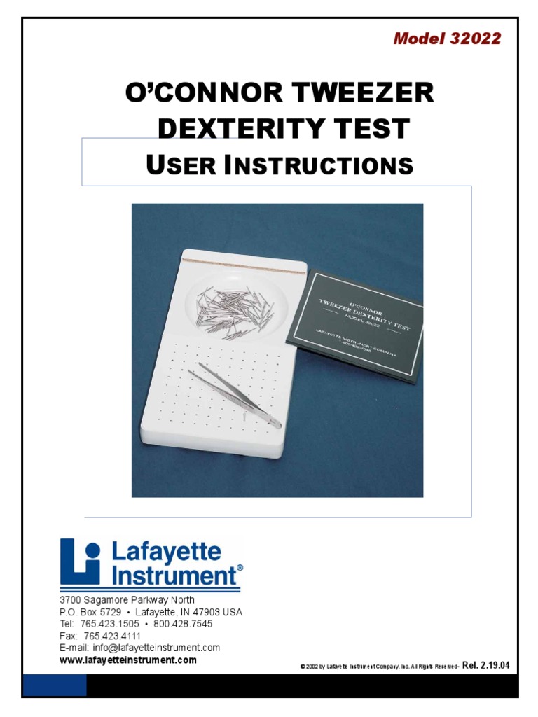 O'connor Tweezer Dexterity Test | PDF | Payments | Visa Inc.