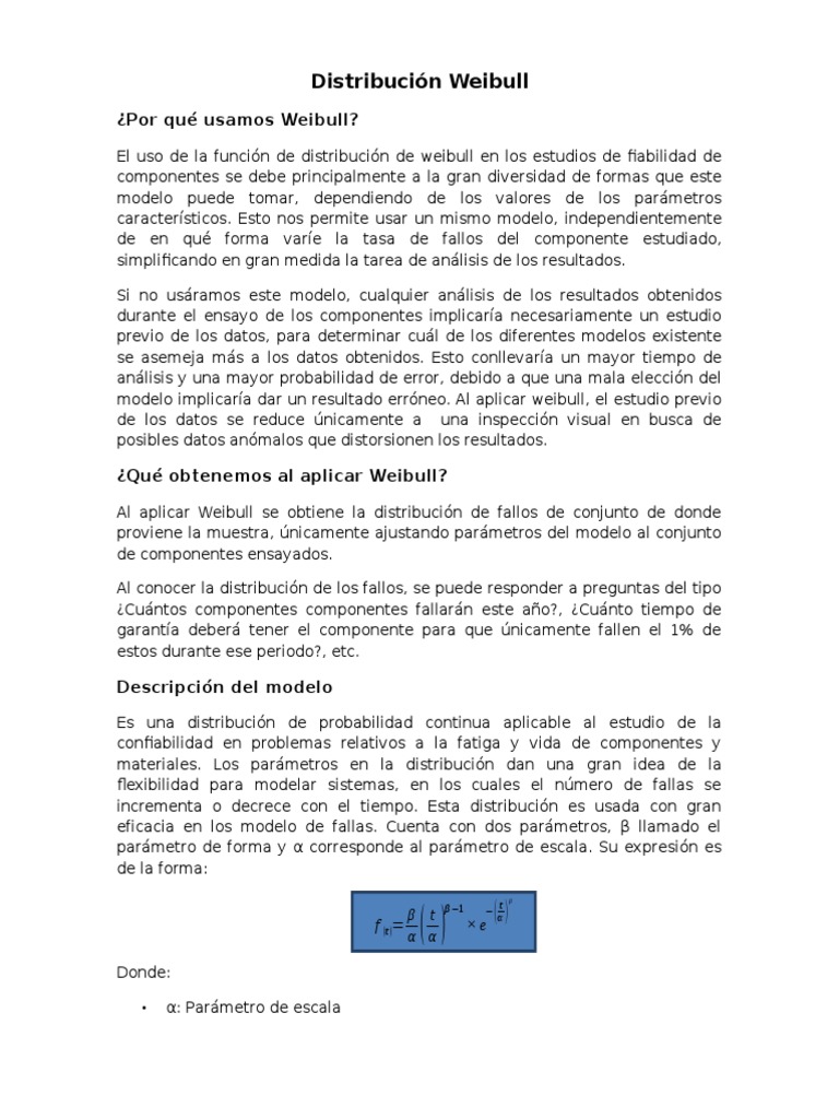 Aplicacion Distribucion Weibull | PDF | Ingeniería de confiabilidad ...