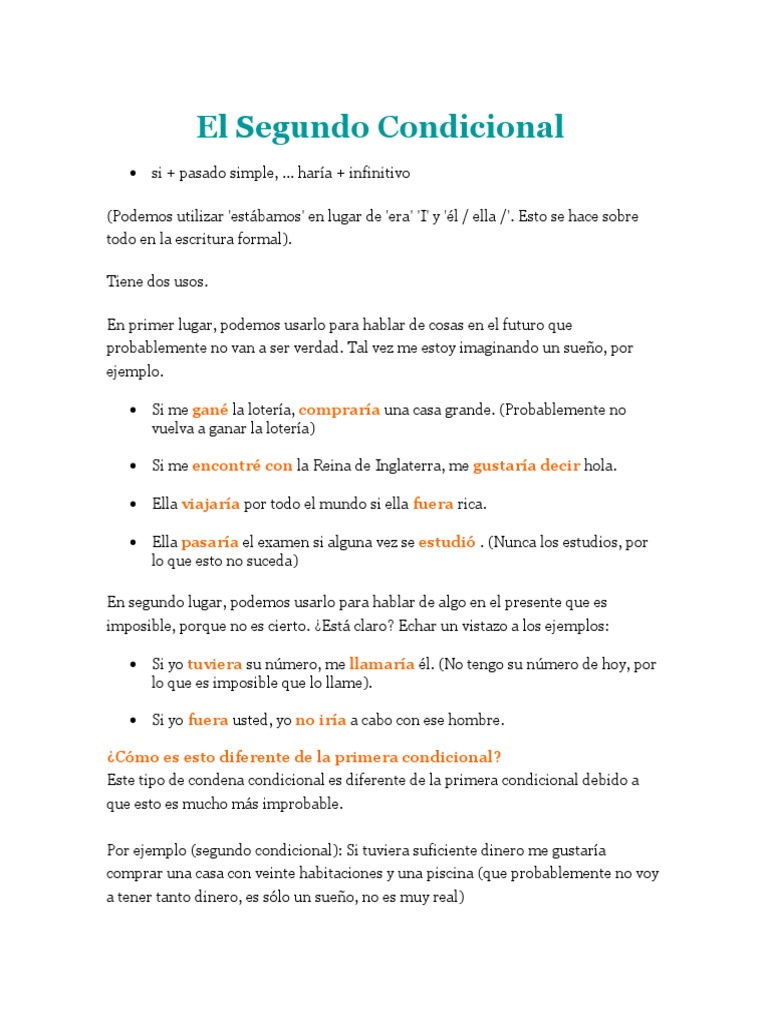 El Segundo Condicional | PDF | Entretenimiento (general)