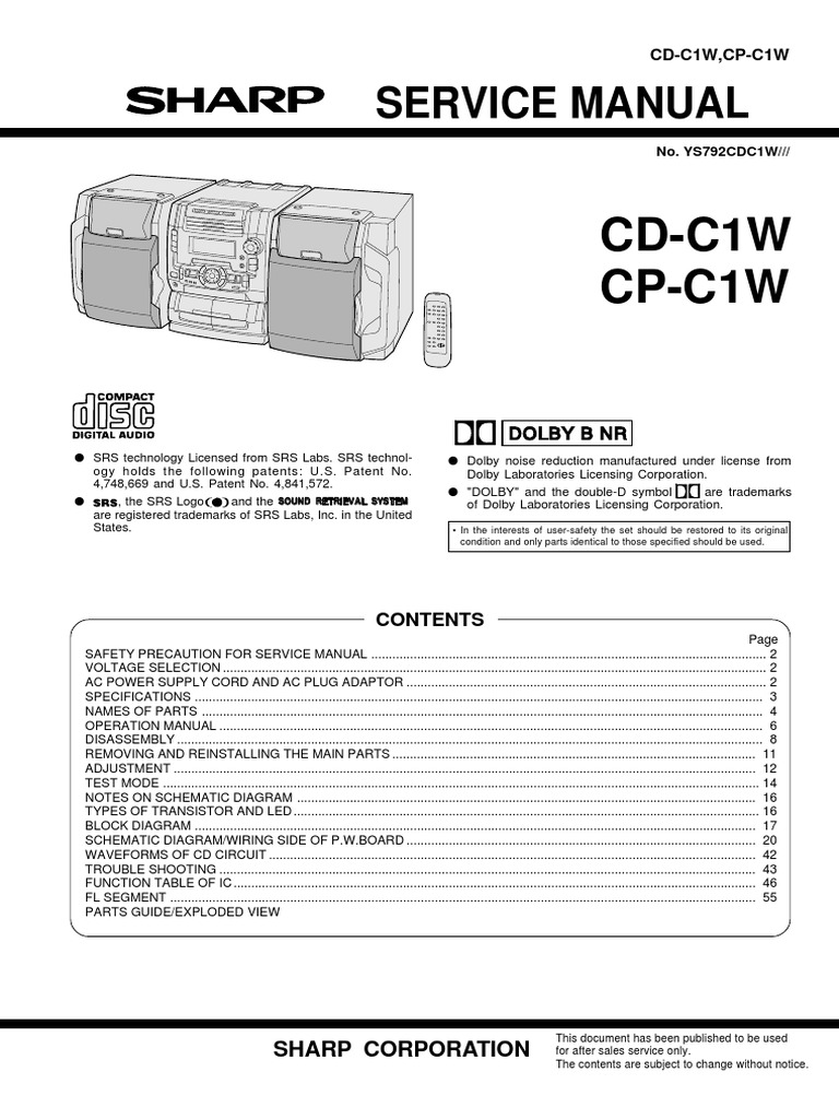 Sharp MC CD-c1w Cp-c1w | PDF | Compact Cassette | Laser