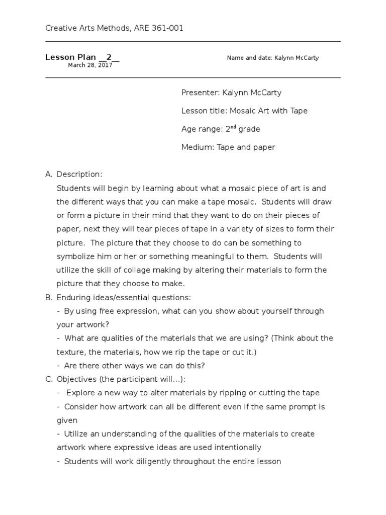 exemplary lesson plan | Educational Assessment | Lesson Plan