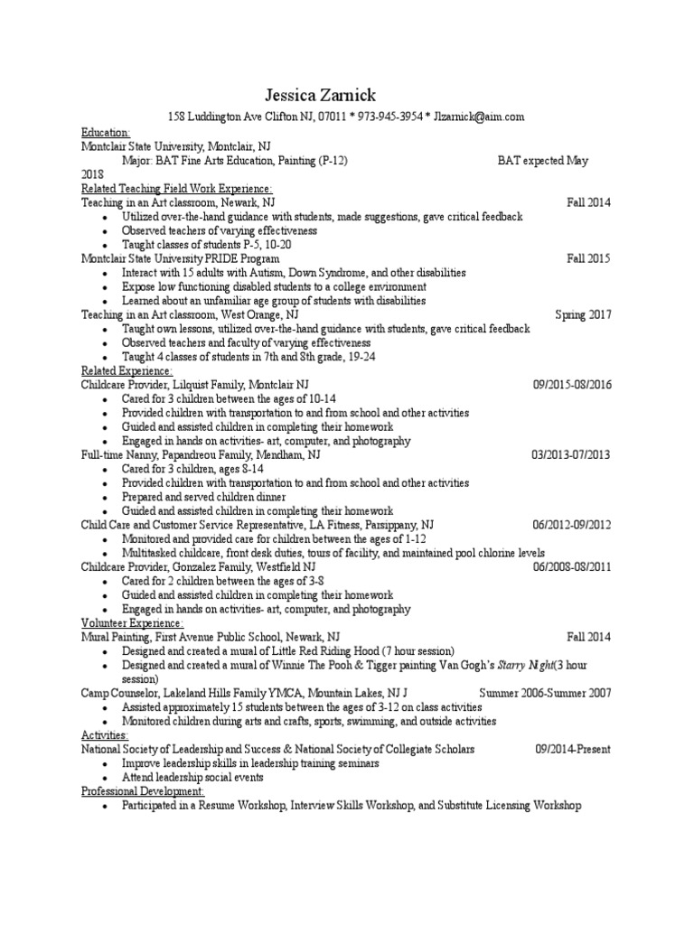 2017 Resume | PDF | Child Care | Relationships