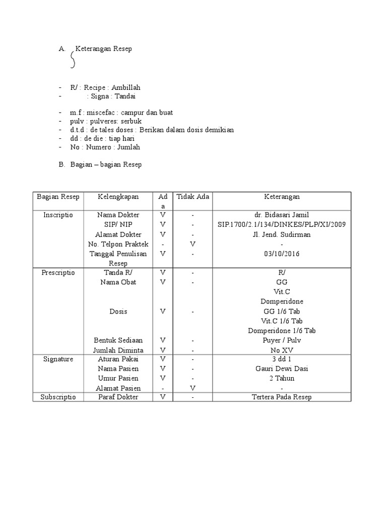 Panduan Lengkap Struktur Resep Medis | PDF