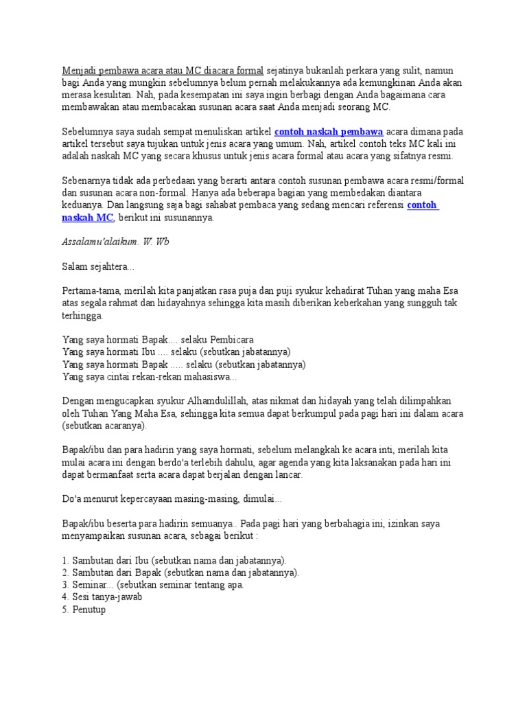 Menjadi Pembawa Acara Atau MC Diacara Formal Sejatinya Bukanlah Perkara ...