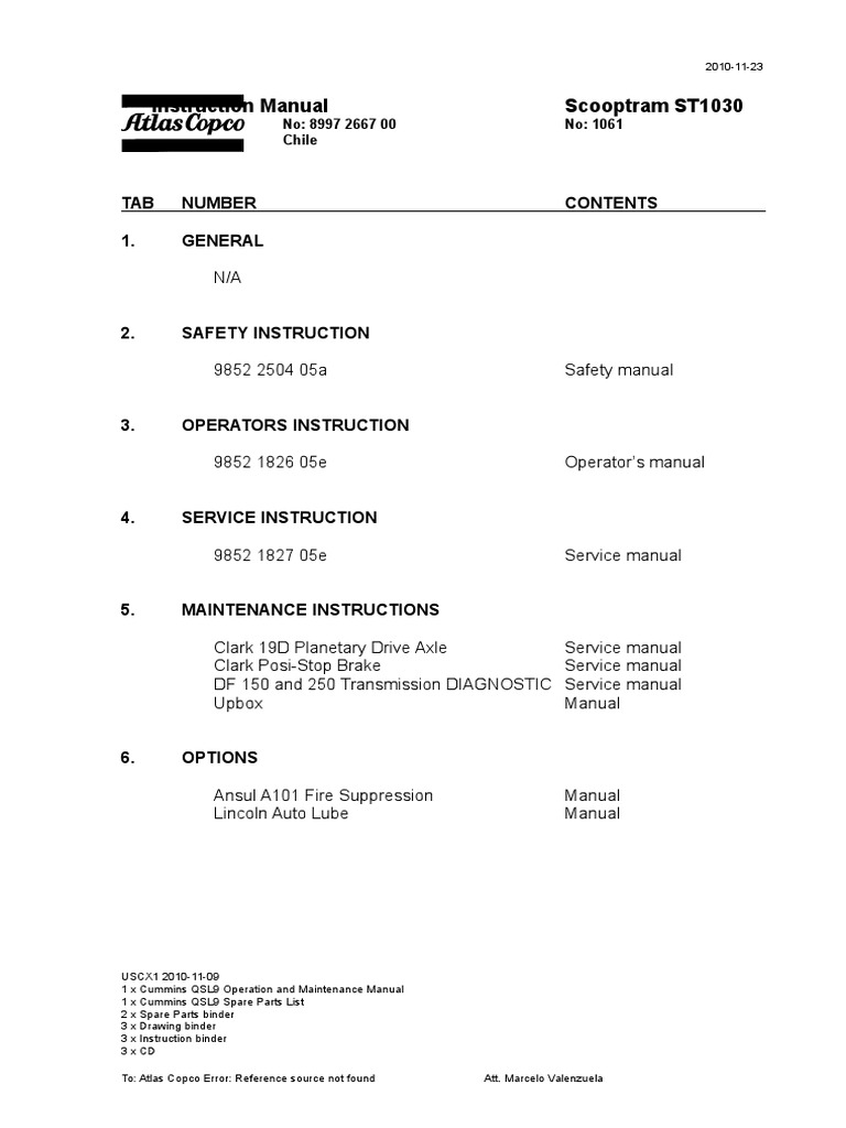 Instruction Manual Scooptram ST1030: TAB Number 1. General | PDF