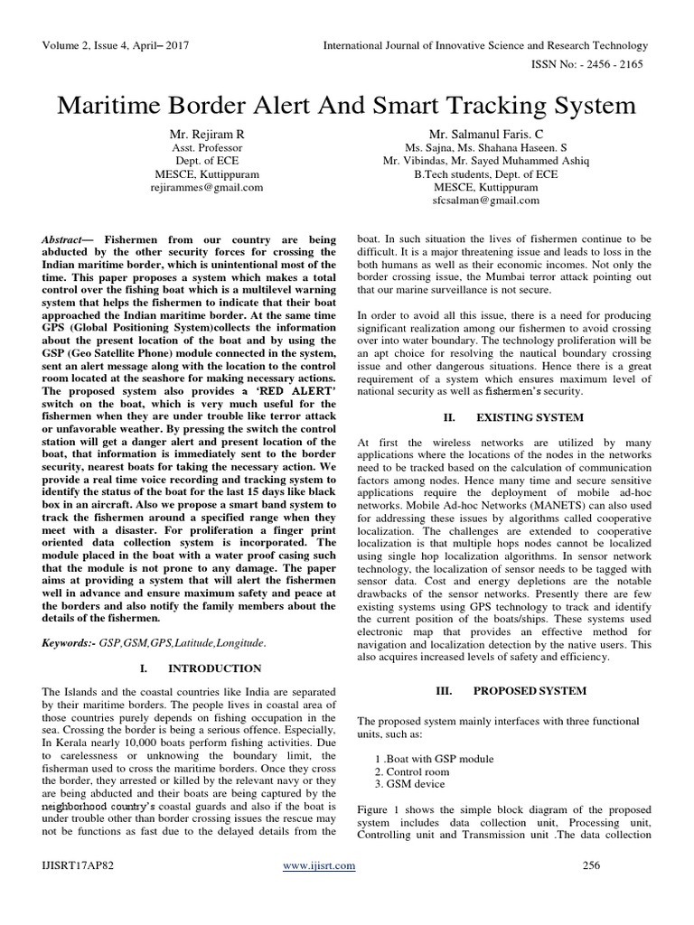 Maritime Border Alert and Smart Tracking System | PDF | Wireless Sensor ...