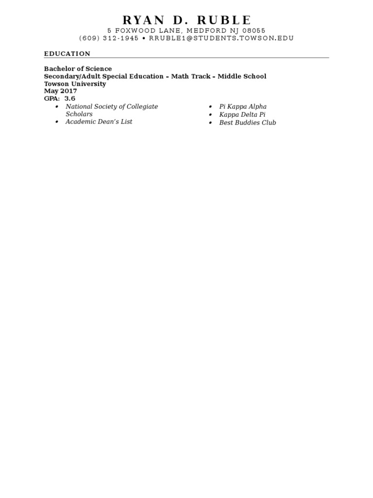 Resume Ryan Ruble | PDF