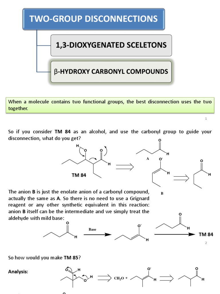 Two-Group Disconnections for β-Hydroxy Carbonyl Compounds | PDF ...