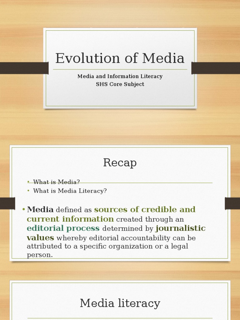 Evolution of Media: Media and Information Literacy SHS Core Subject | PDF