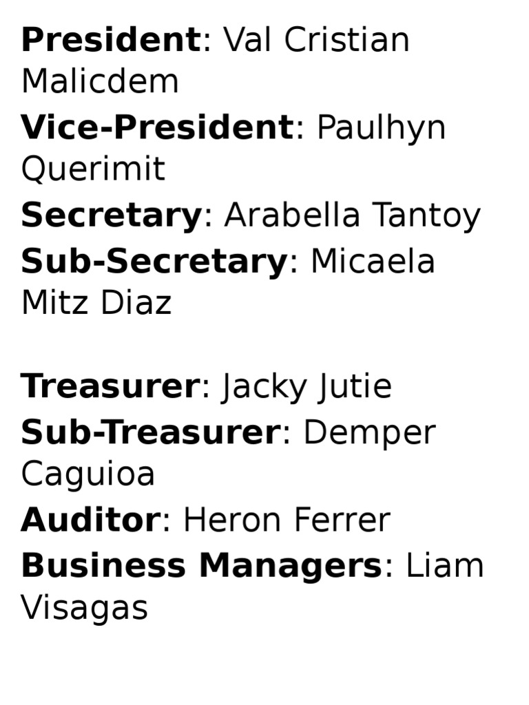 2023 Student Council Officers List | PDF