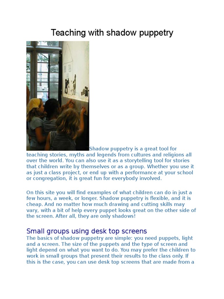 Teaching With Shadow | PDF | Puppetry | Desk