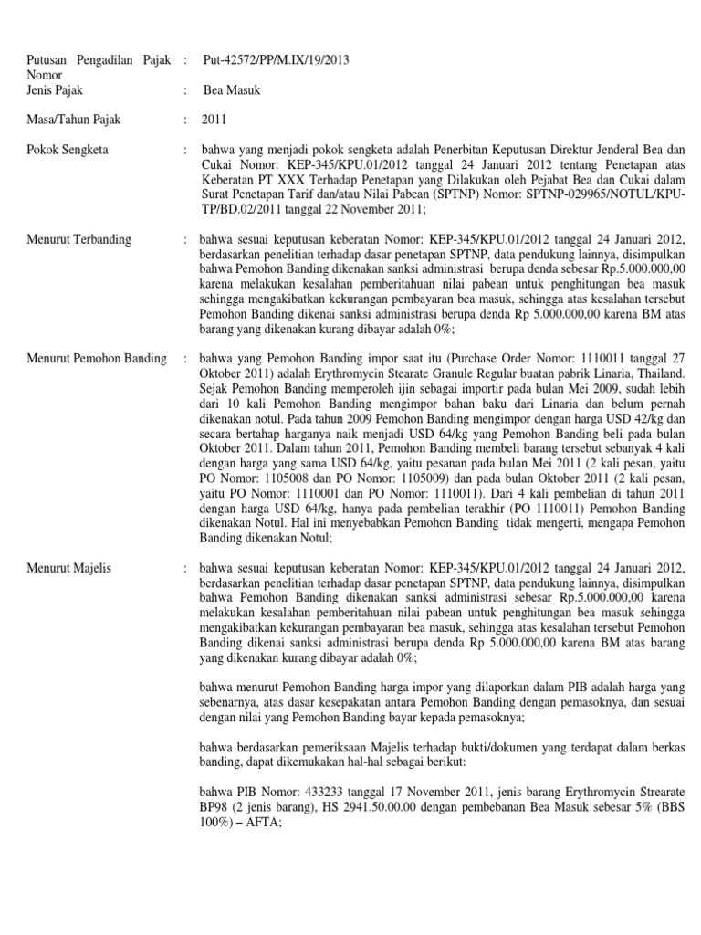 Contoh Surat Putusan Pengadilan Pajak | PDF