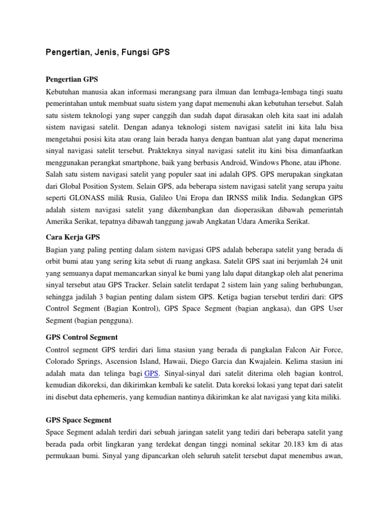 Kegunaan Dan Jenis GPS | PDF