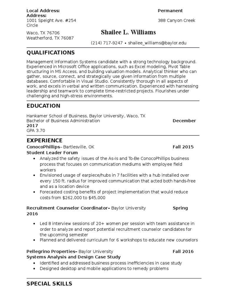 Management Information Systems Resume | PDF | Business